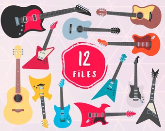 Guitar SVG Illustration Bundle String Instruments EPS Set - Etsy