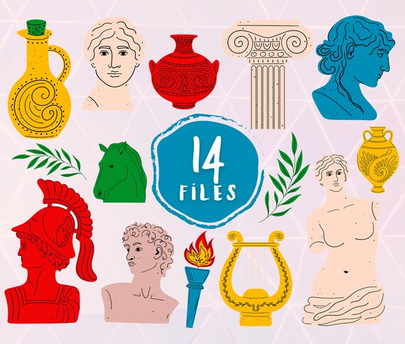 Greek Statue SVG Illustration Bundle Antique Statues Vector - Etsy