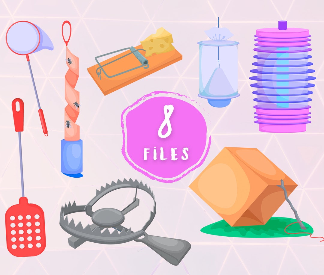 Cartoon Animal Traps SVG Illustration Bundle, Insect Trap EPS Set ...