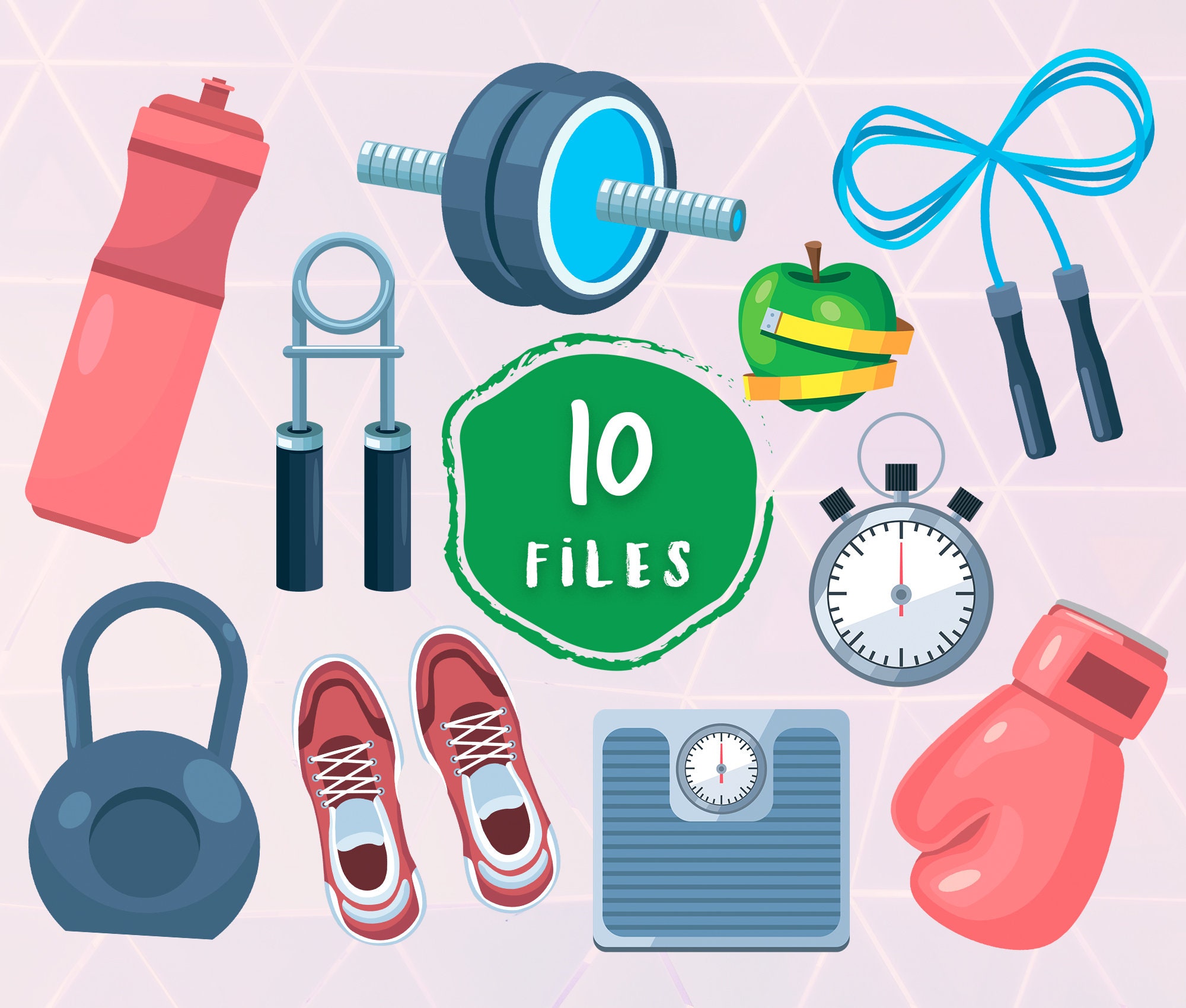 Gym Equipment SVG Bundle, Sport Items EPS Set, Fitness Gym Digital ...