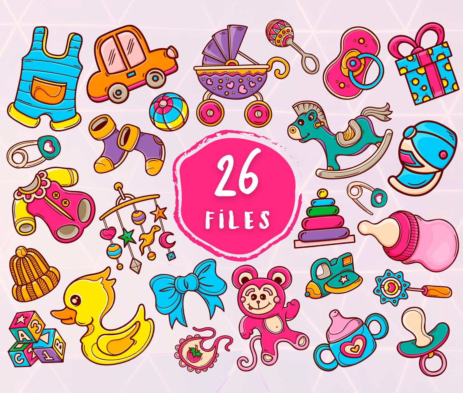 Baby SVG Bundle, Childe Stuff EPS, Baby Items Doodles Collection, Baby ...