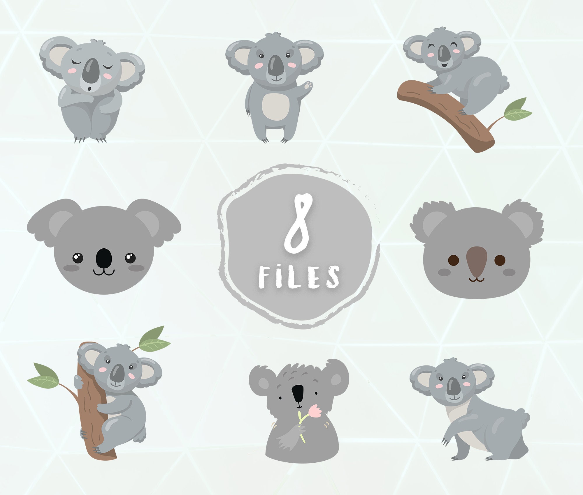 Cute Koala SVG Illustration Bundle, Koala Animal Vector Art Set ...