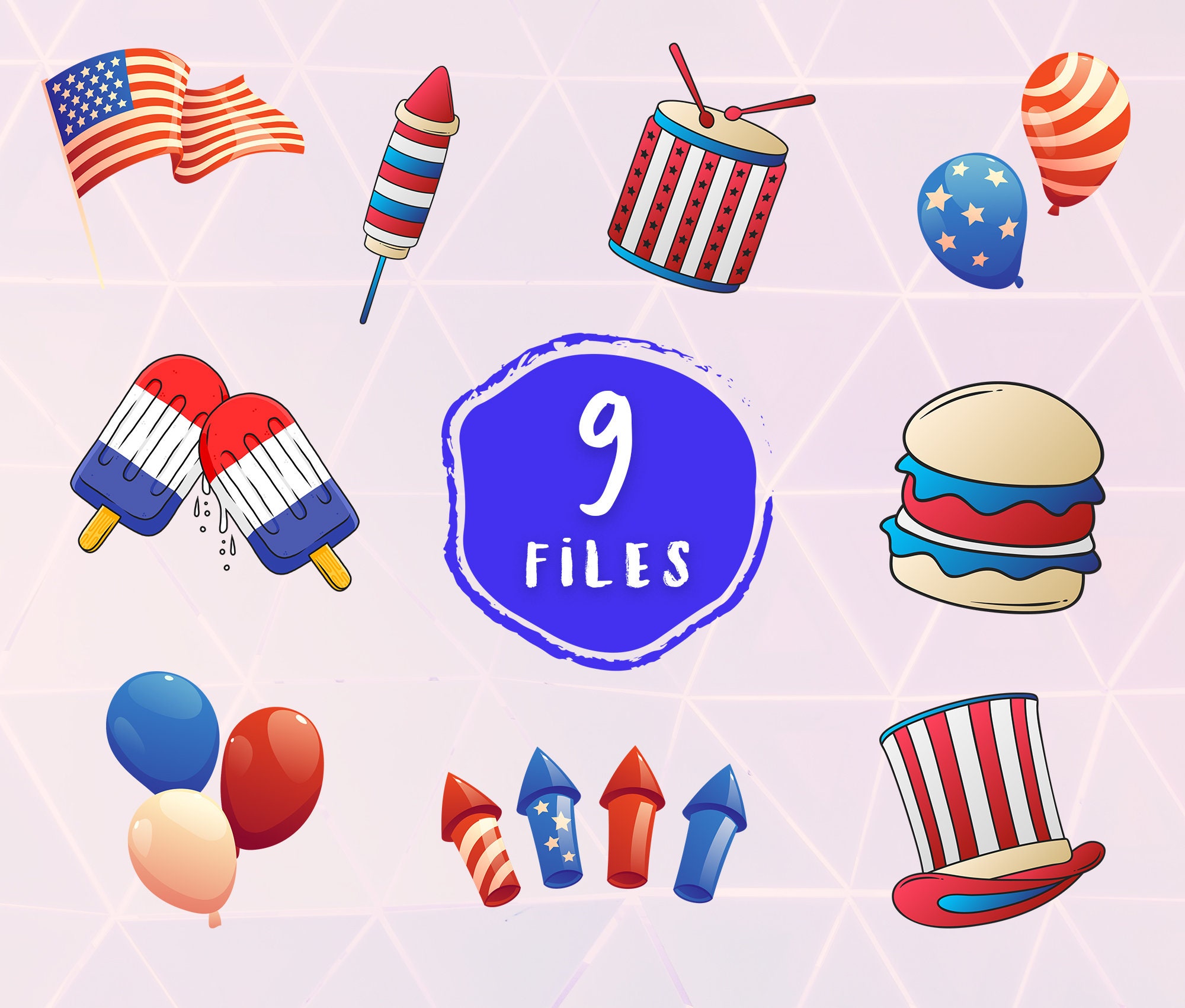 4th July SVG Illustration Bundle, Independence Day Badge Set, 4th July ...