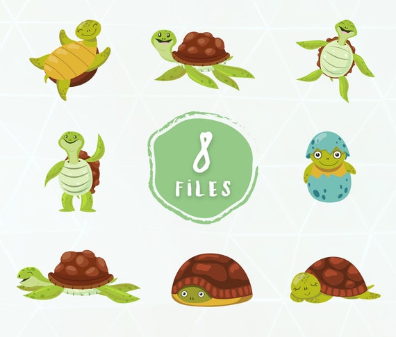 Turtle SVG Illustration Cartoon Turtle Set Funny Turtle | Etsy