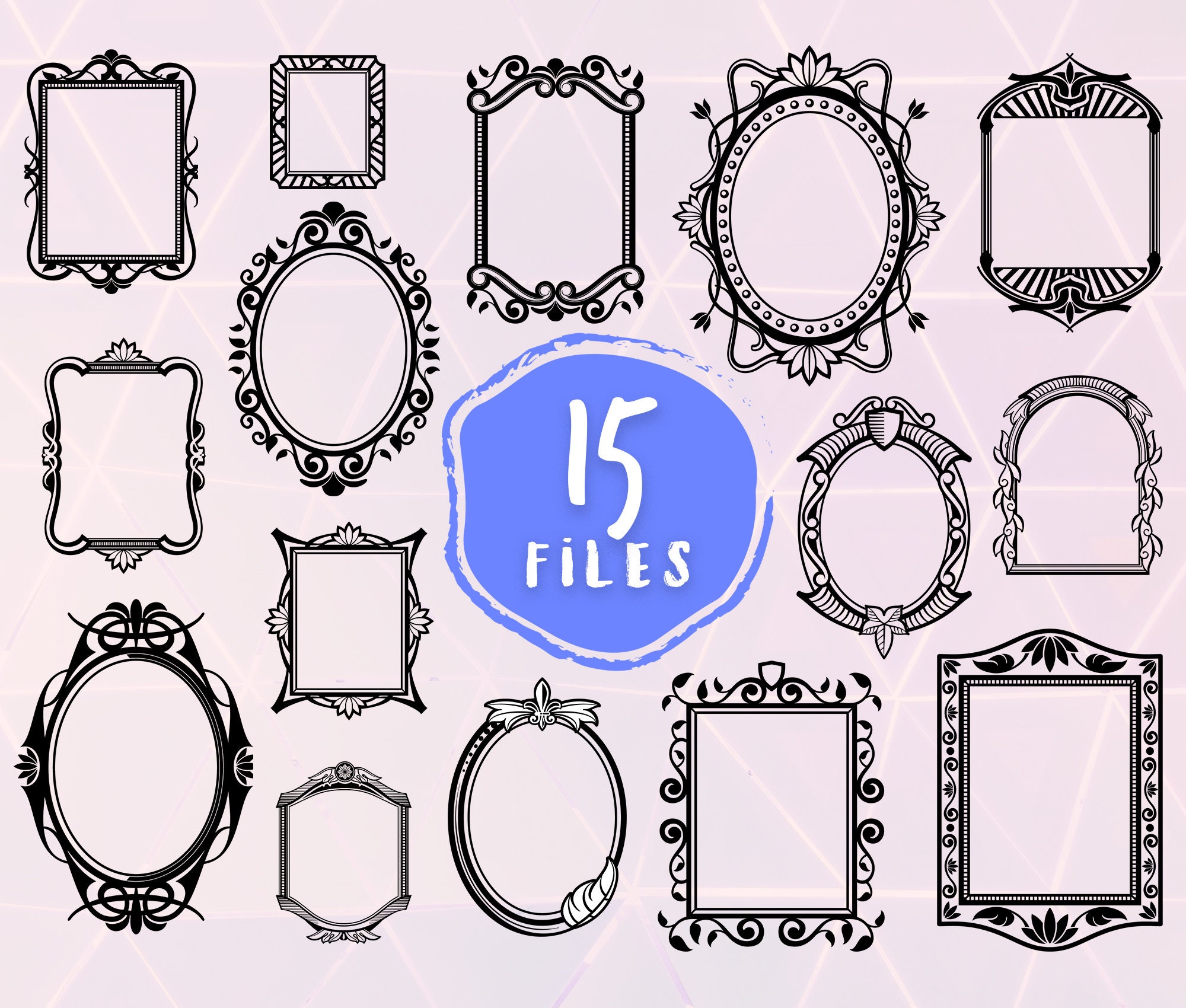 Vintage Frame SVG Illustration Set, Mirror Frames EPS Bundle, Vintage ...