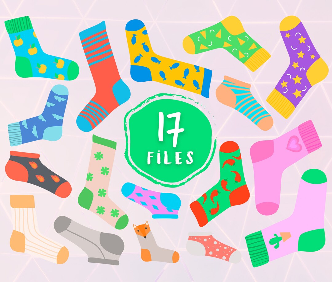 Sock SVG Illustration Bundle, Clothes EPS Set, Sock Digital Files ...