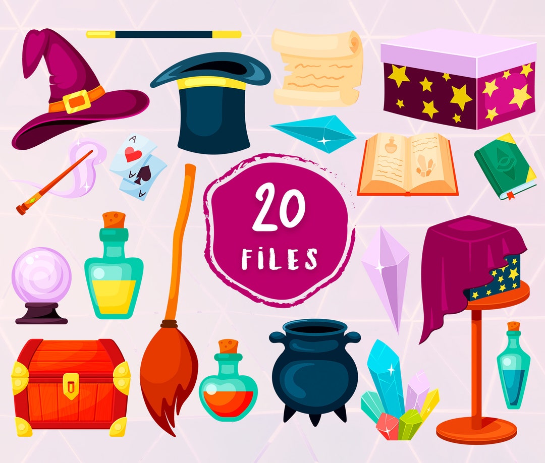 Magic Items SVG Illustration Bundle, Witch Magic EPS Set, Magic Stuff ...
