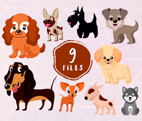 Cartoon Dogs SVG Illustration Bundledog Breeds EPS Set Small - Etsy