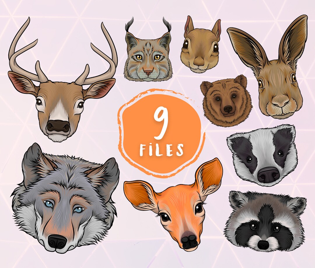 Forest Animal Head SVG Illustration Bundle, Animal Forest Vector Art ...