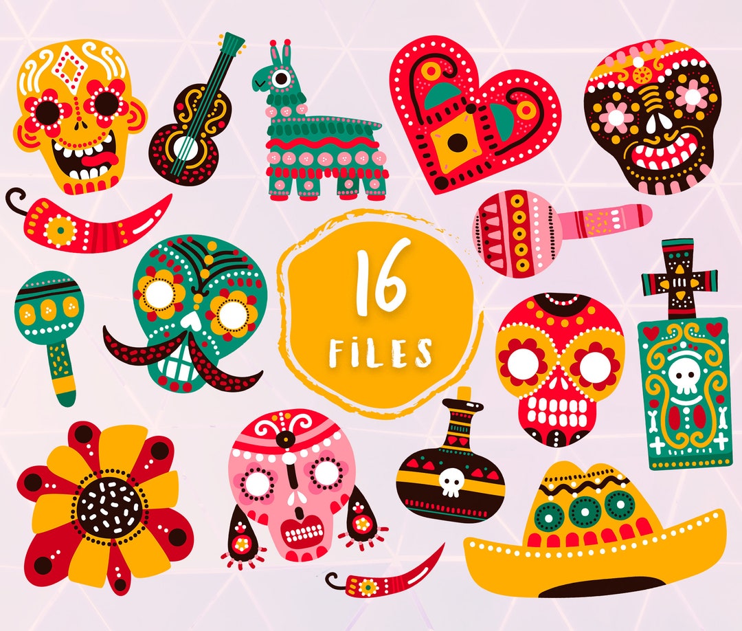 Dia De Muertos SVG Bundl, Mexican Culture EPS Set, Mexican Party ...