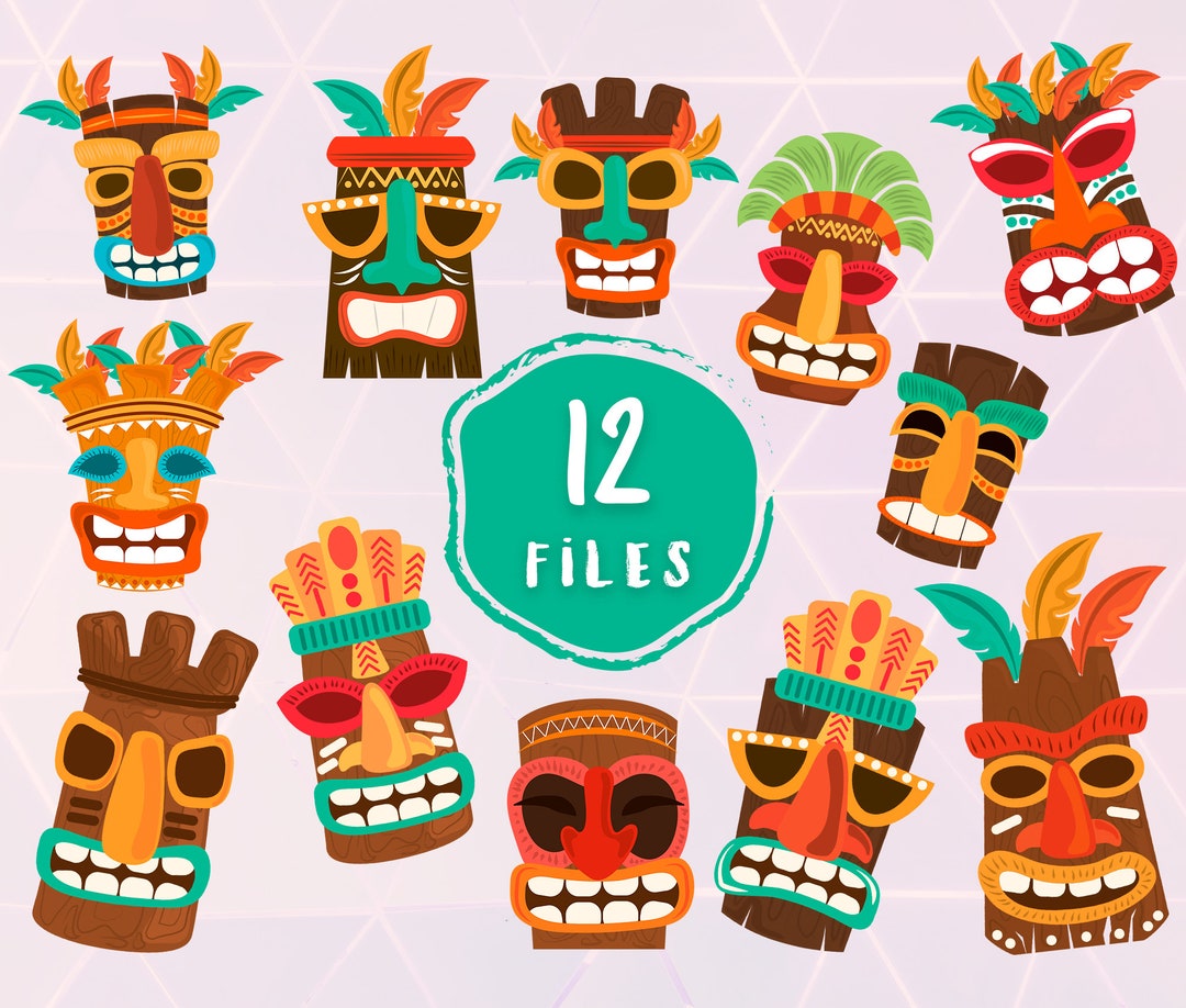 Tiki Gods SVG Set, Traditional Masks EPS Bundle, Digital Collection ...