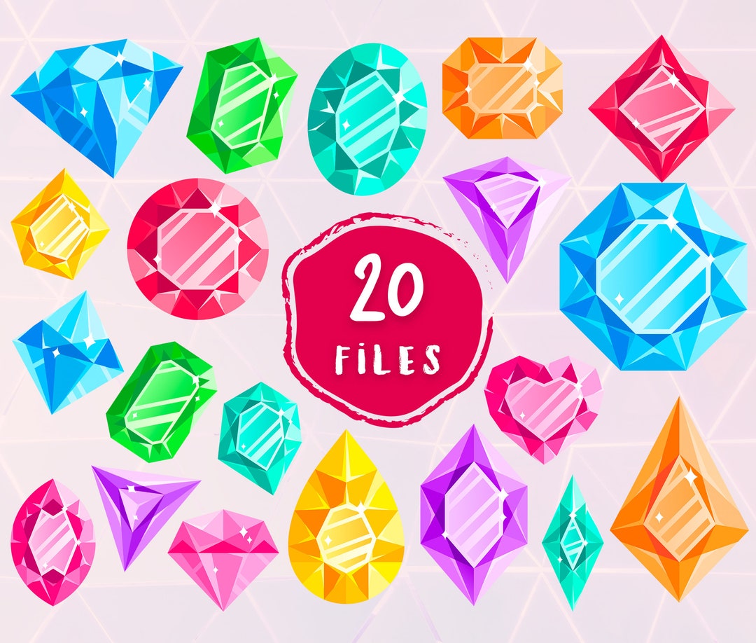 Diamond SVG Illustration Bundle, Precious Stones EPS Set, Jewelry ...