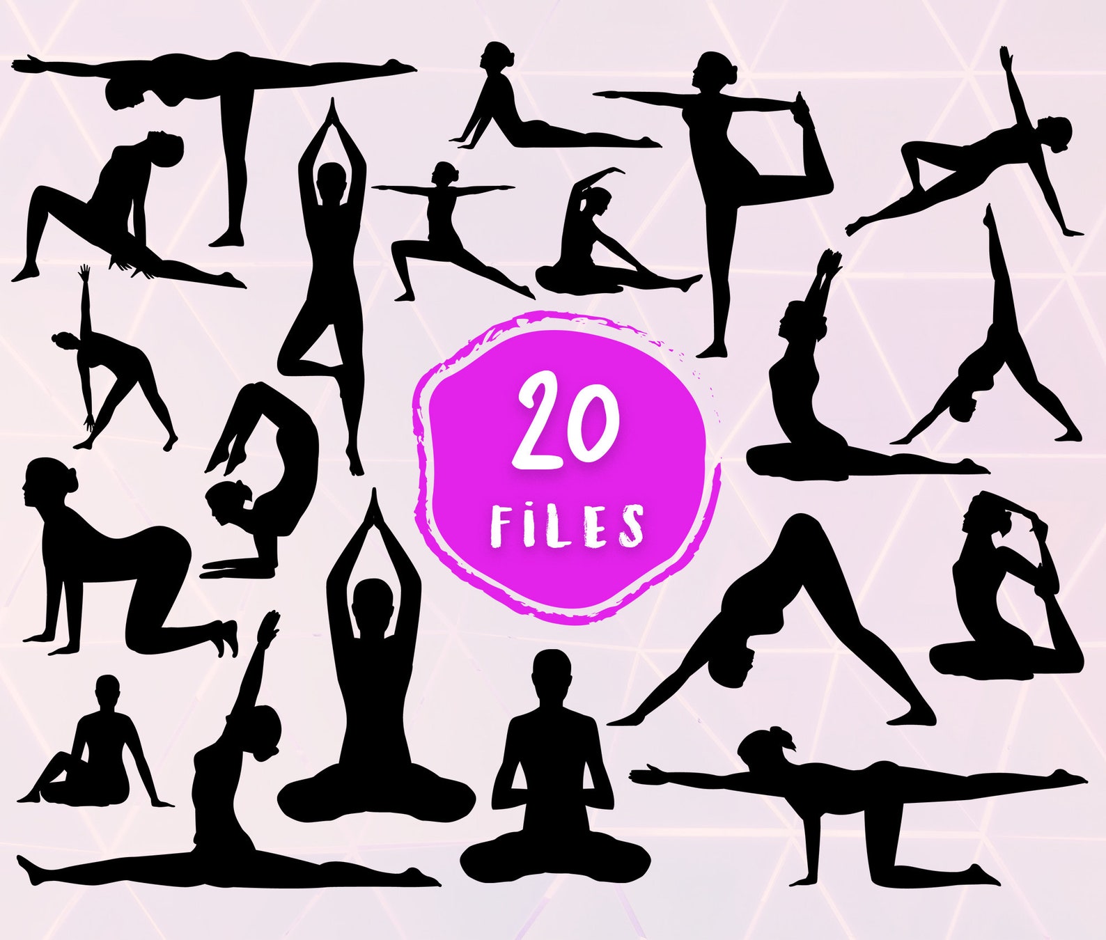 Yoga Poses SVG Illustration Bundle, Fitness Yoga EPS Set, Yoga Sport ...