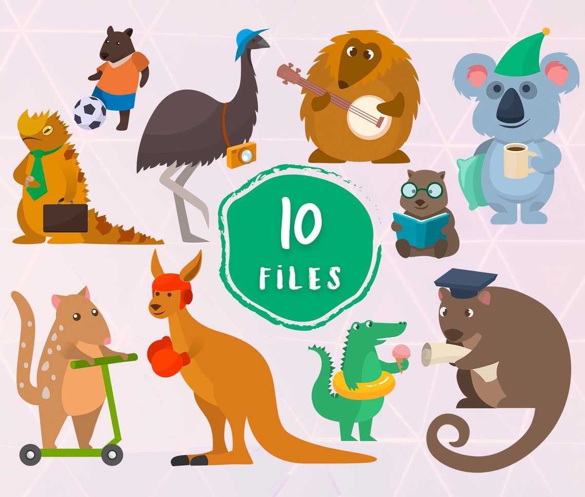 Cartoon Animal SVG Bundle, Animal Character EPS Set, Cute Kawai Animal ...