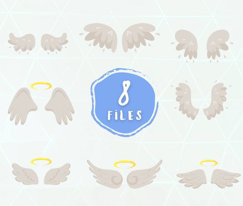 Angel Wings SVG Illustration Bundle, Cute Angel Wings Set, Nimbus Angel ...