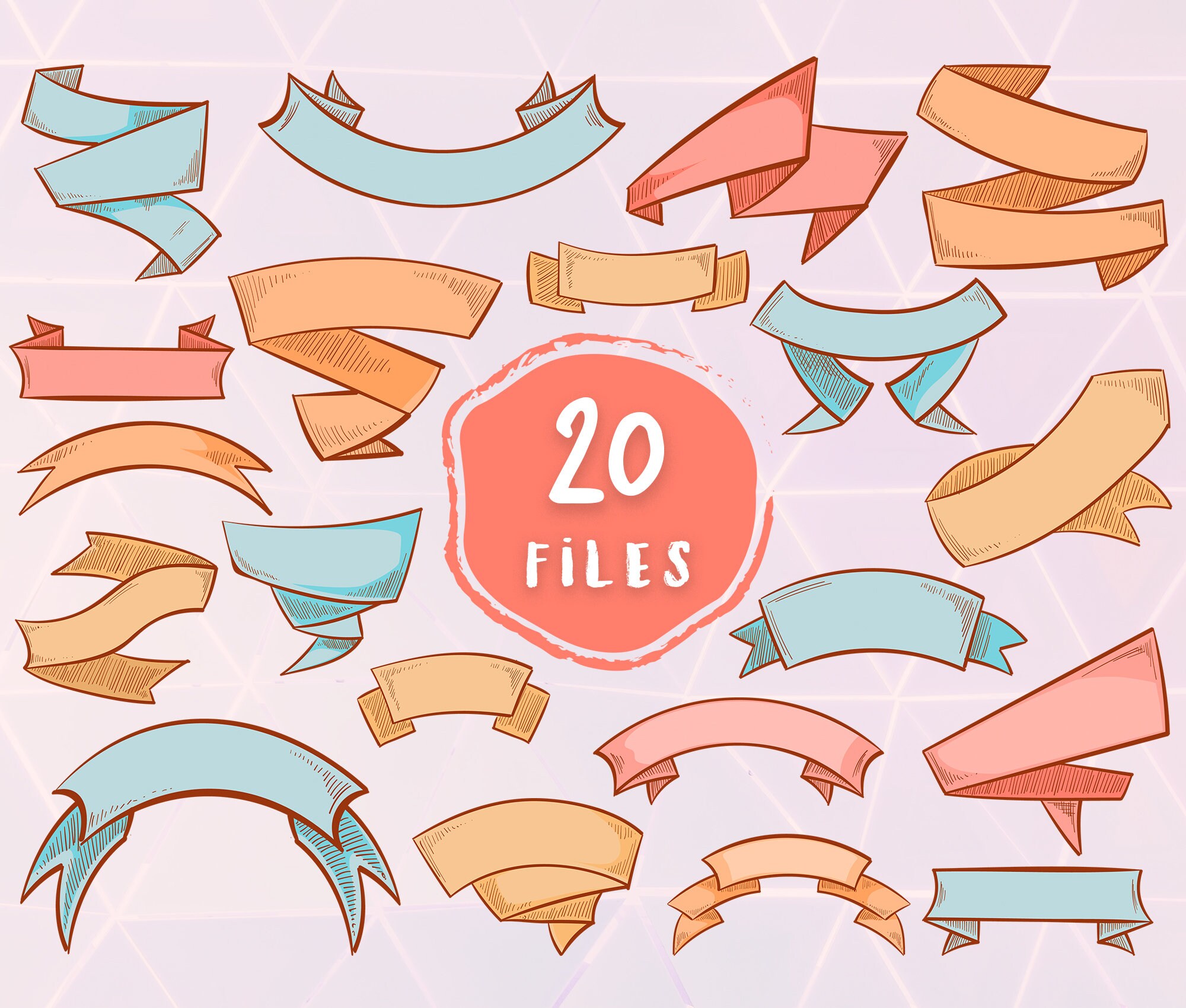 Hand Drawn Bow SVG Bundle, Doodle Banner EPS Set, Hand Drawn Banners ...