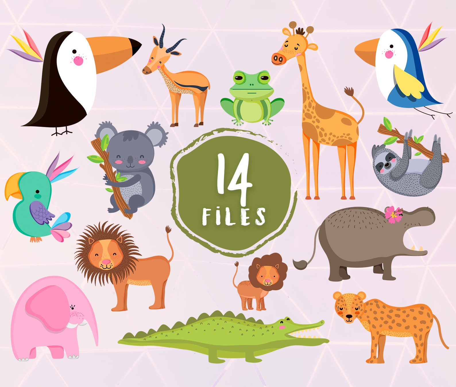 Cute Zoo Animals SVG Set, Wild Animals EPS Bundle, Zoo Friends SVG ...