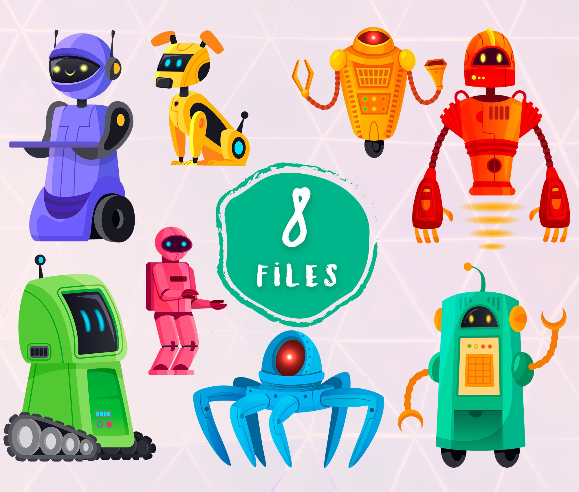 Robot EPS Bundle, Robot Character Digital Files Collection, Techno ...