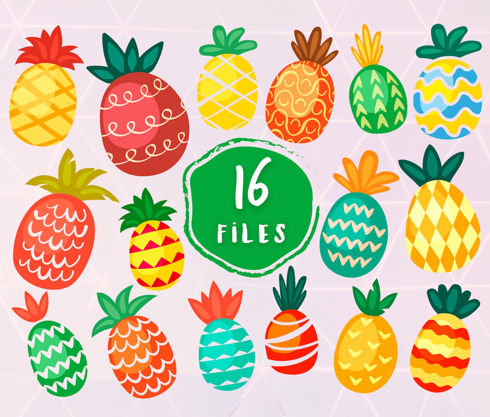 Cartoon Ananas SVG Illustration Bundle, Süßes Ananas Design Vektor Art ...