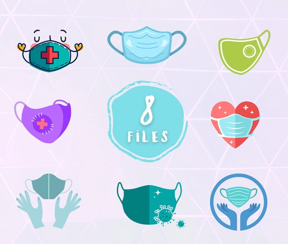 Face Mask SVG Illustration Bundle Health Care Vector Images | Etsy