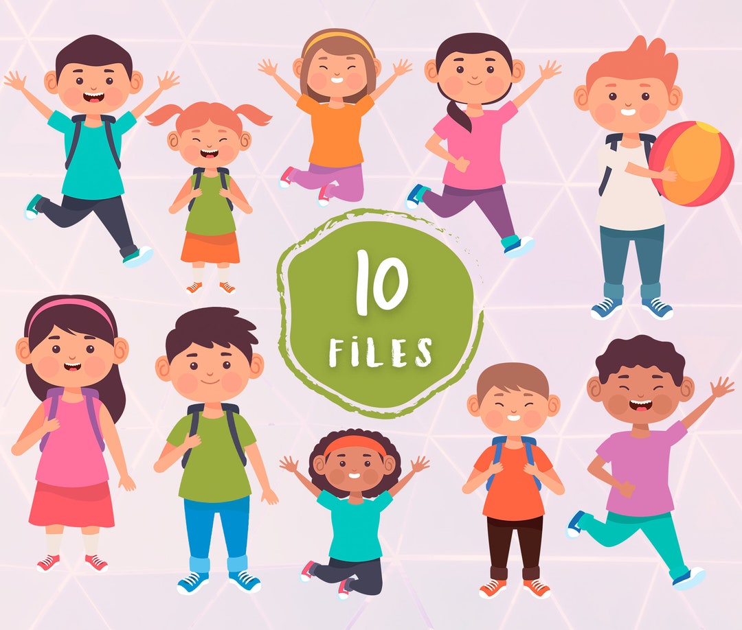 Adorable Kids SVG Illustration Bundle, Children Character EPS Set, Kids ...