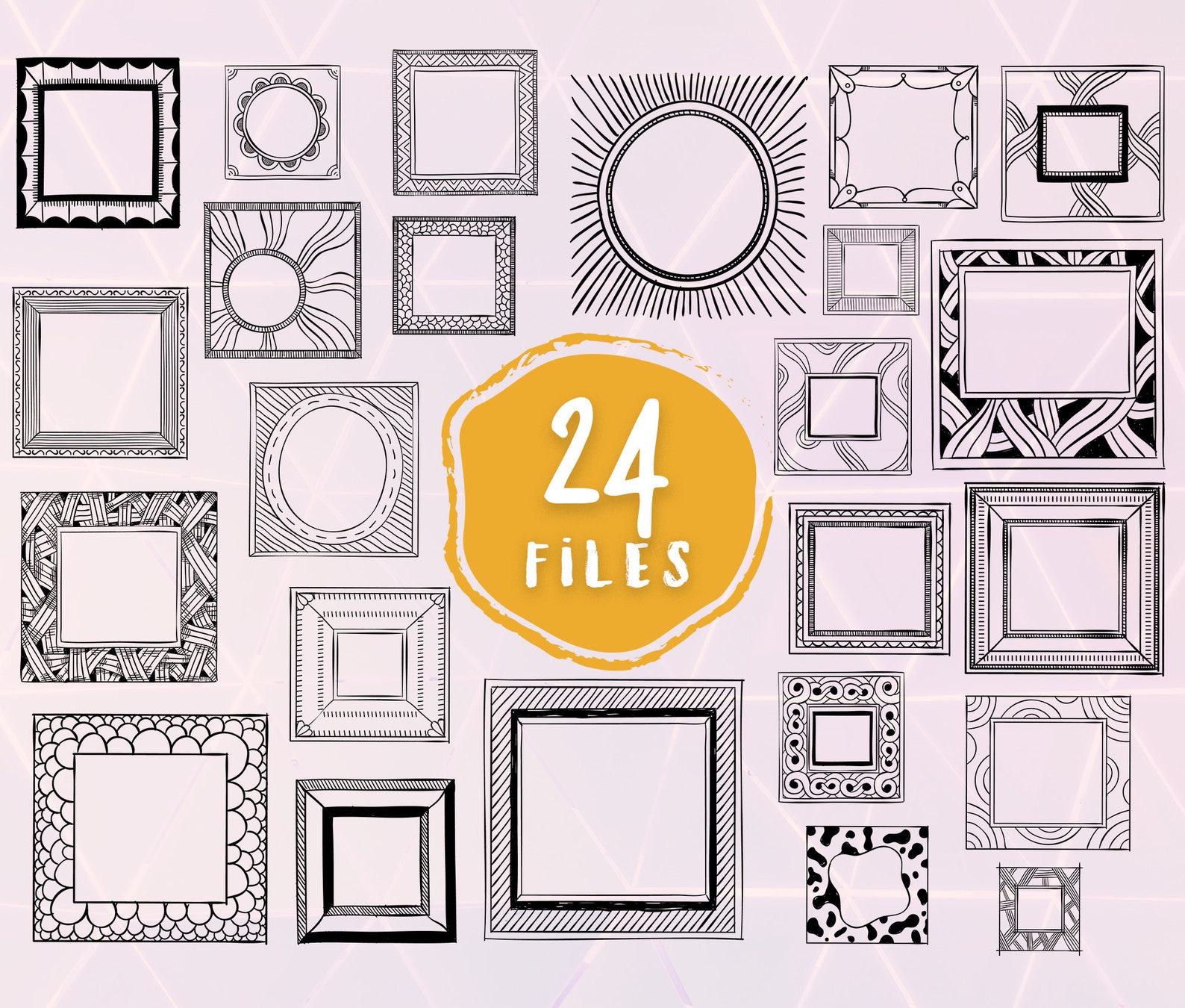 Doodle Frames SVG Illustration Bundle, Clipart Frame EPS Set, Frames ...