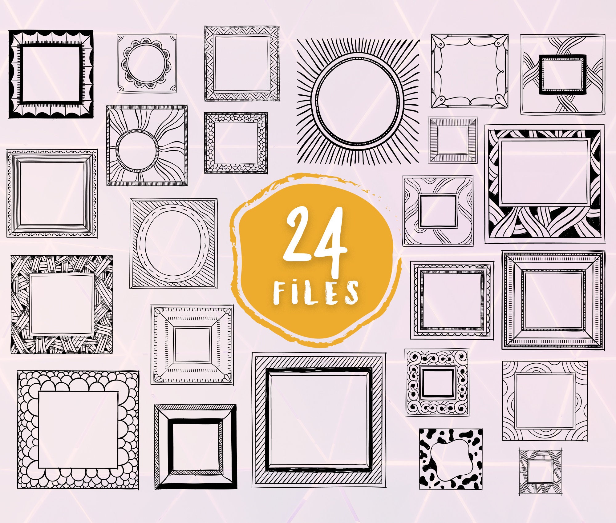 Doodle Frames SVG Illustration Bundle, Clipart Frame EPS Set, Frames ...