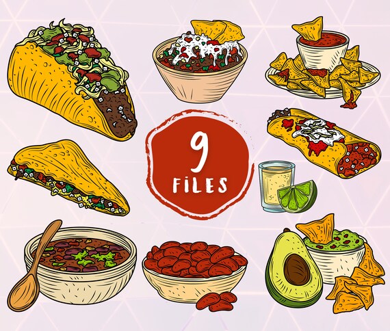 Hand Drawn Mexican Food SVG Set Mexican Food Digital Files | Etsy