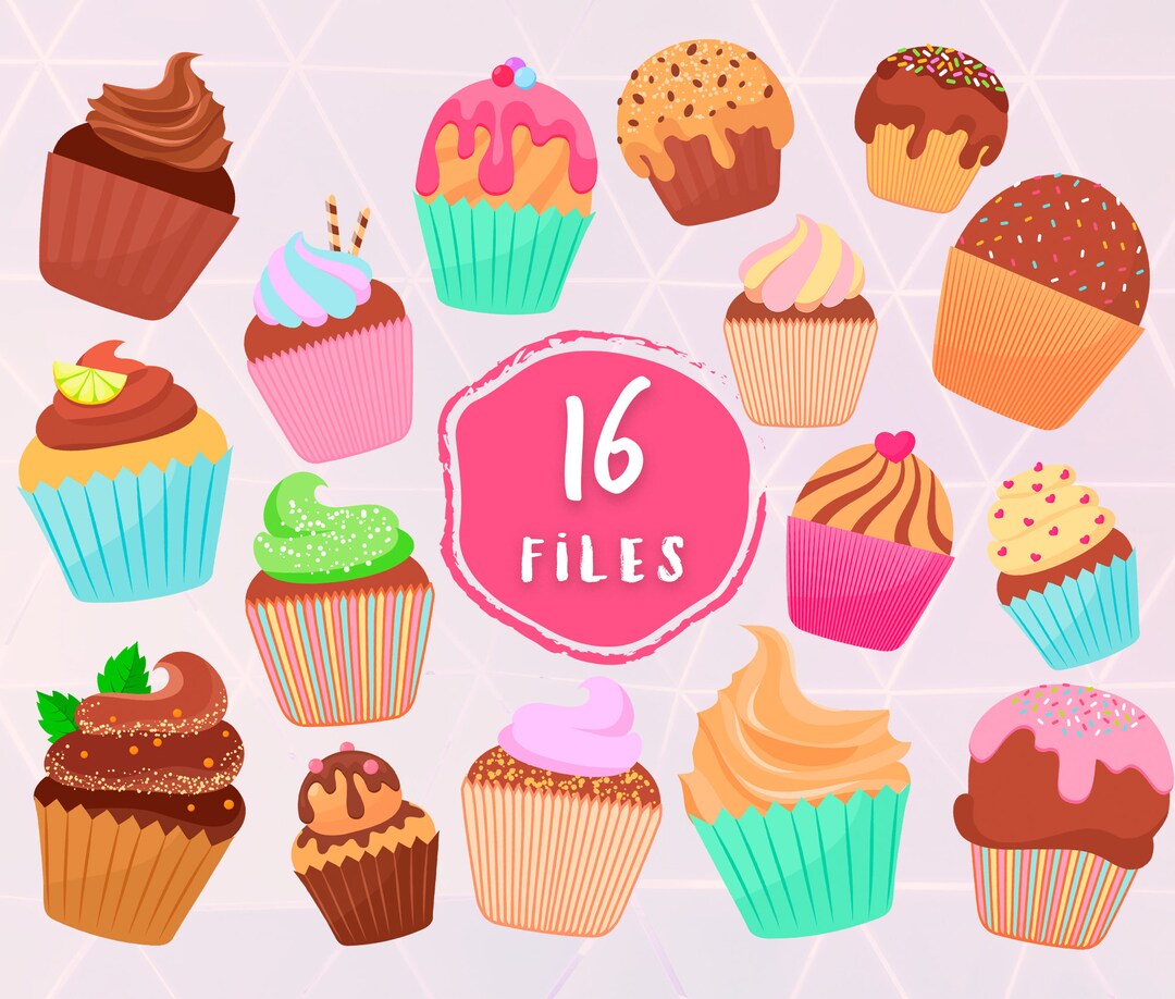 Cupcakes SVG Illustration Bundle Sweets EPS Set Cupcakes - Etsy