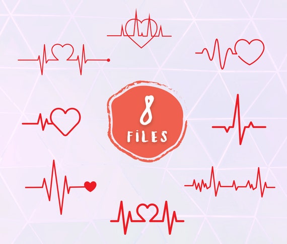Heartbeat SVG Illustration Bundle Pulse Red Vector Clipart | Etsy