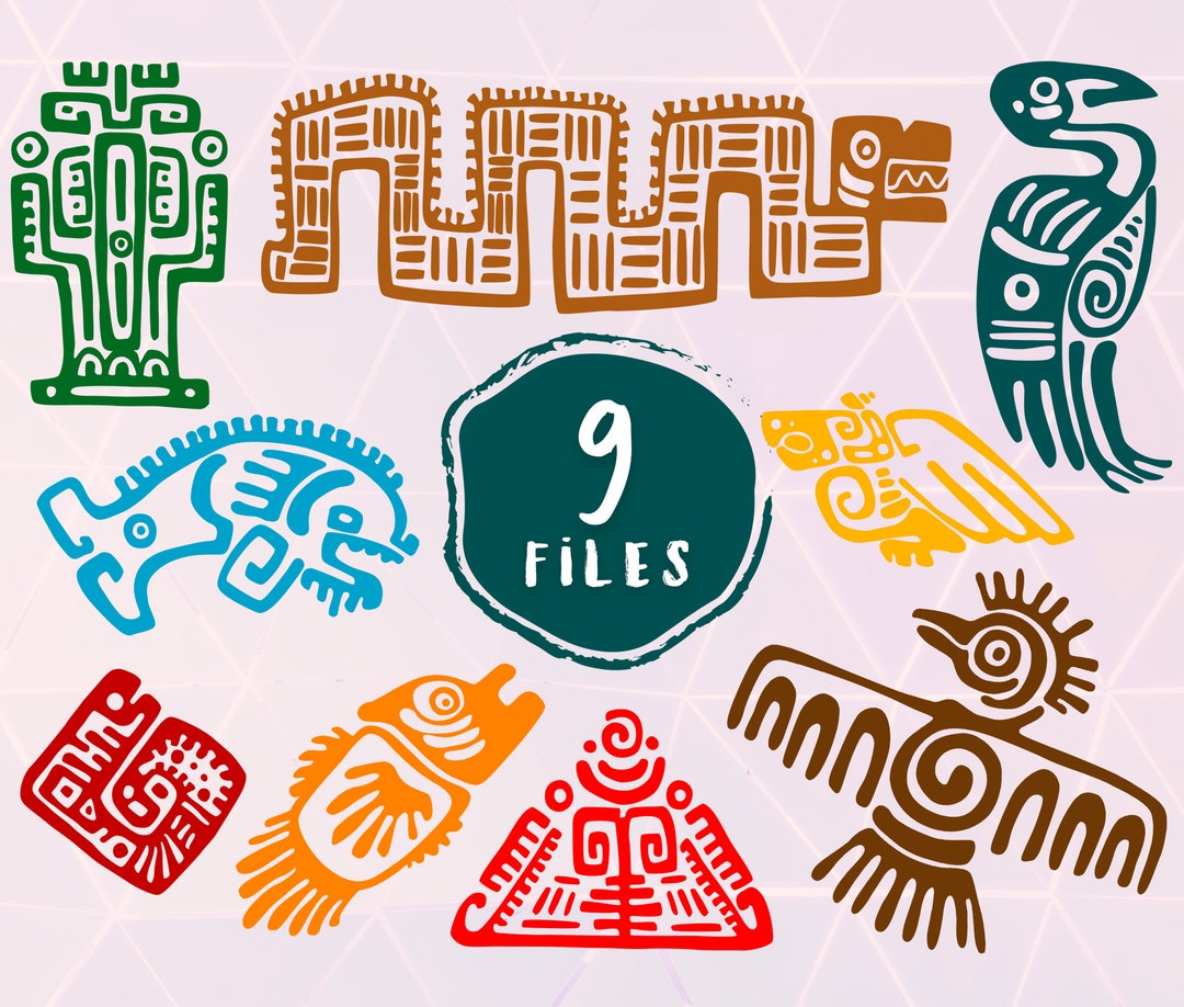 Ancient Mayan Symbols SVG Bundle, Ancient Mayan Symbols Vector Art ...