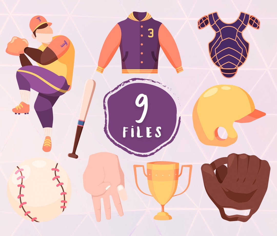 Baseball Sport Items SVG Illustration Bundle, Baseball Items Vector Art ...