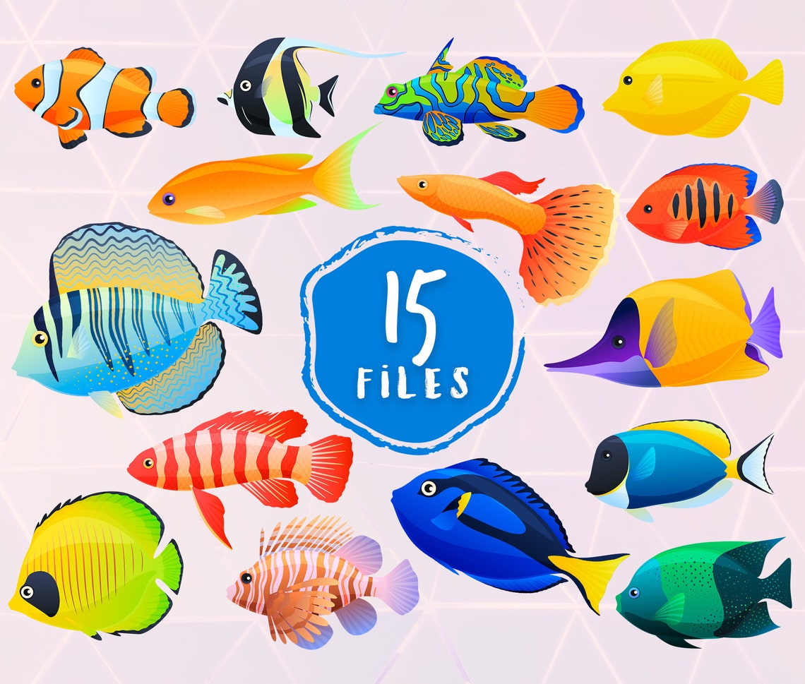 Tropical Fish SVG Set, Exotic Colorfull Fishes EPS Bundle, Exotic ...