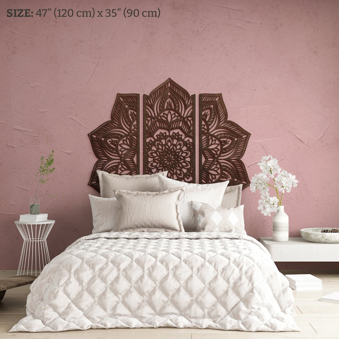 Mandala King Headboard, Mandala Bed Decor, Half Moon Headboard, Bed ...