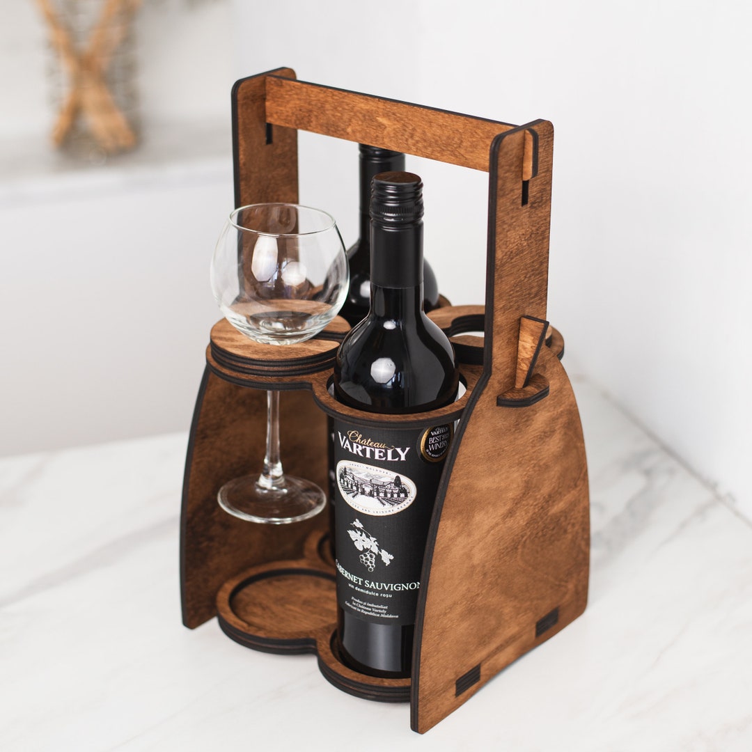Wine Caddy Wood, Wine Glass Caddy, Wine Bottle Caddy, Wine Glass ...