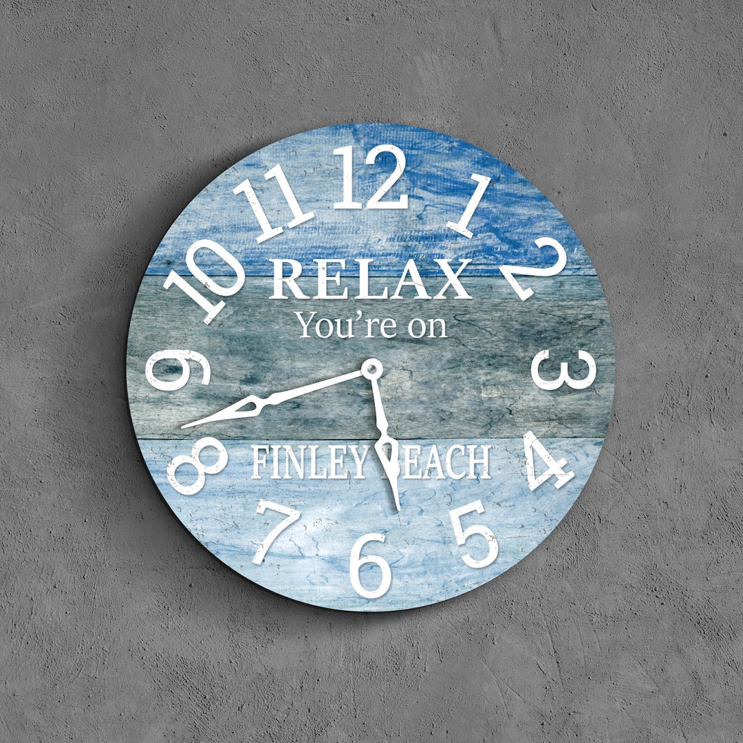 Beach Time Clock, Coastal Wall Clock, Ocean Wall Clock, Summer Clock ...