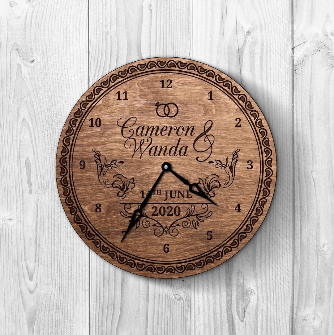 Wedding Wall Clock, Engraved Wall Clock,anniversary Wall Clock,wooden ...
