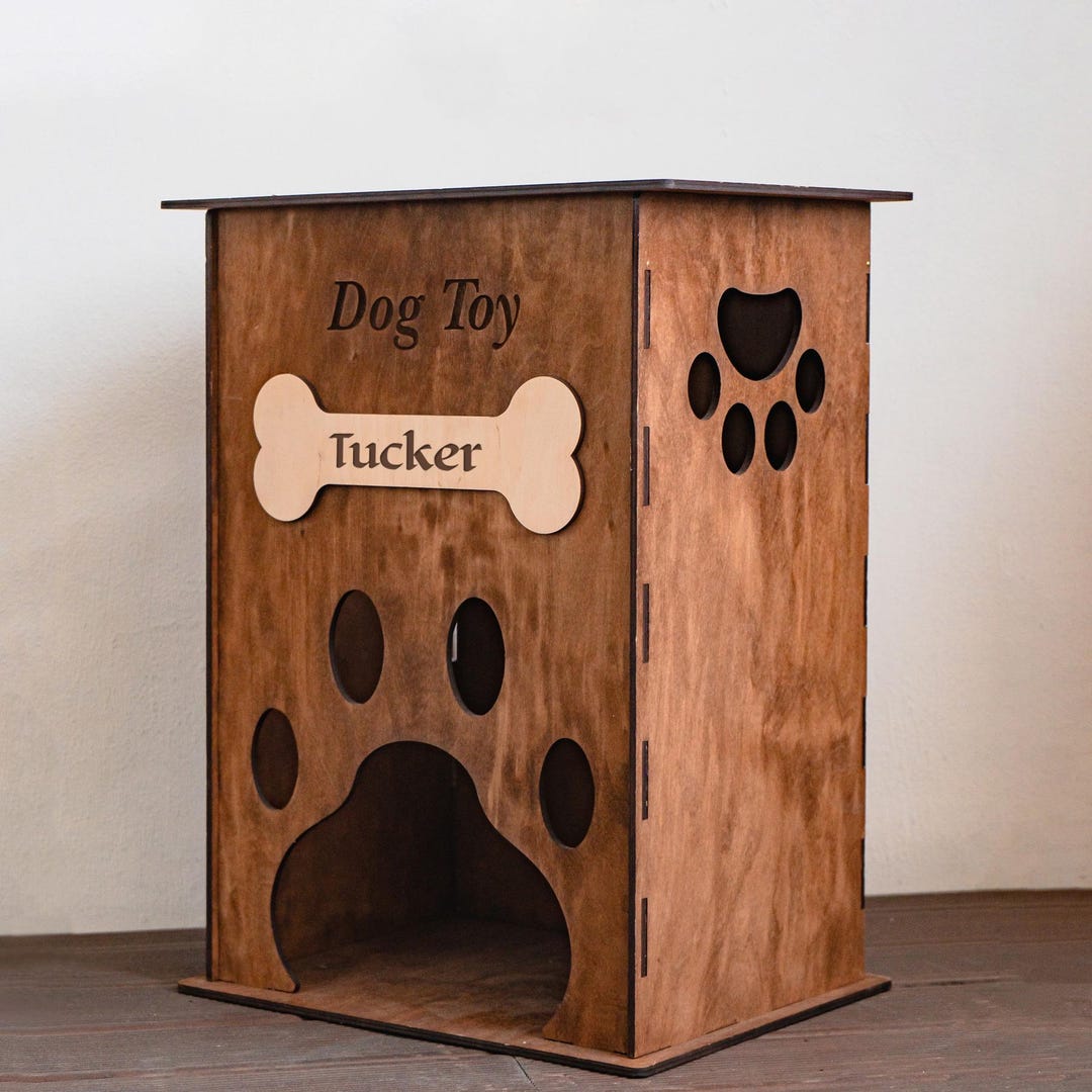 Dog Toy Box With Lid, Dog Toy Box With Name,dog Toy Box Wood ...