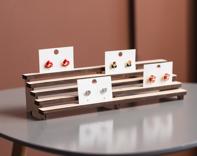 Elevated Wood Earring Card Display, Earring Display Stand, Earring ...
