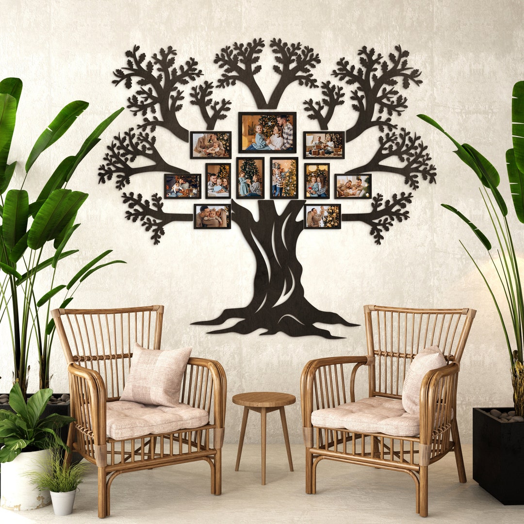 Family Tree Wall Art, Tree of Life Photo Collage, Wooden Family Tree ...