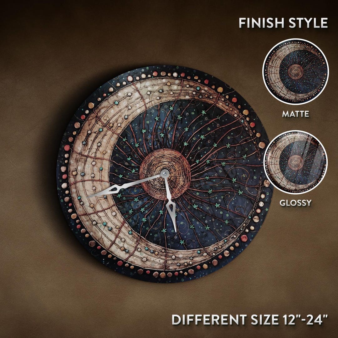 Sun and Moon Clock, Moon Wall Clock, Lunar Clock, Celestial Wall Clock ...