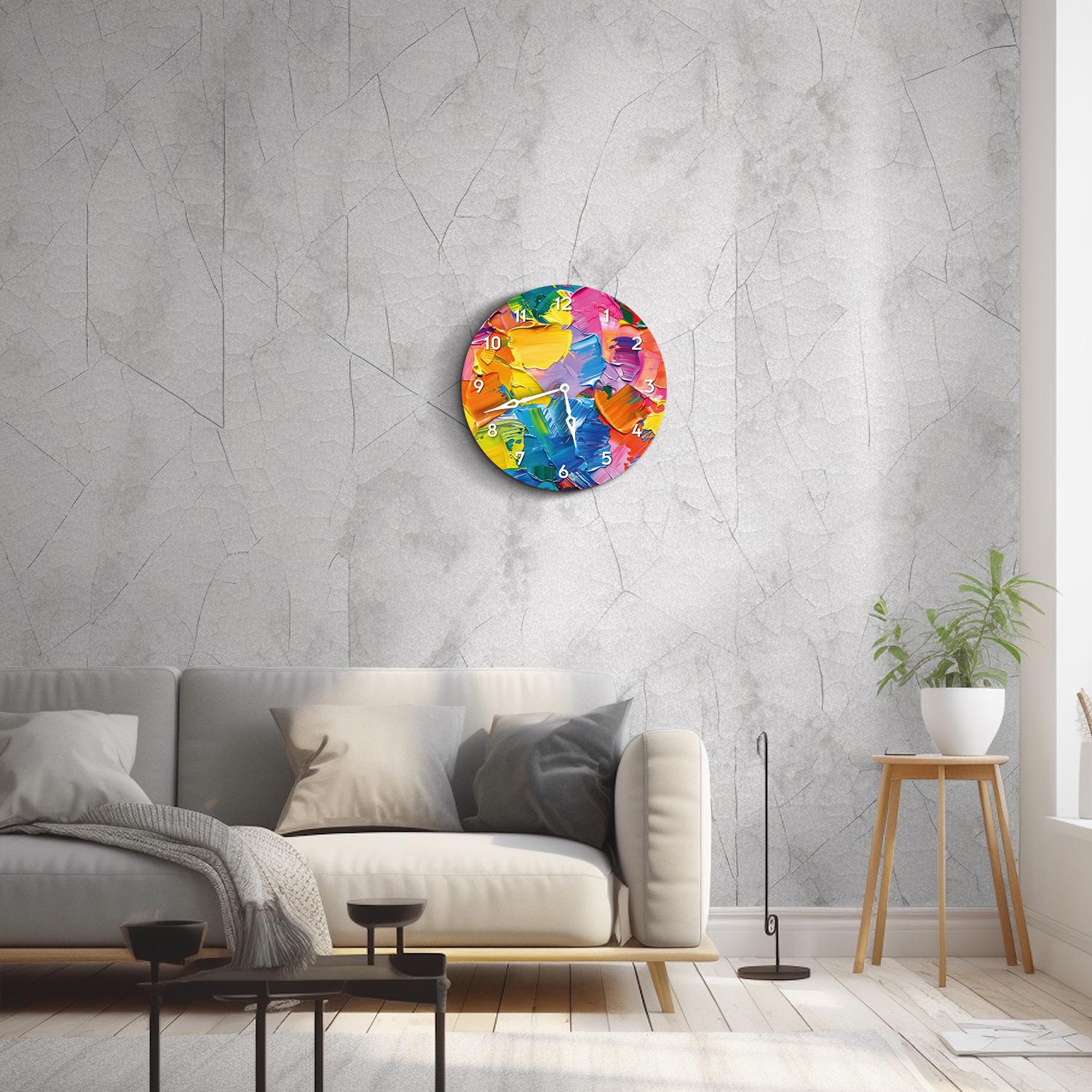 Rainbow Acrylic Wall Clock, Oil Painted Wall Clock, Colorful Wall Clock ...