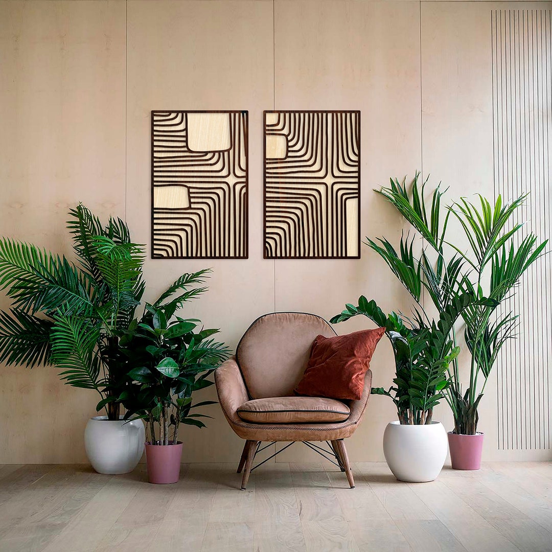 Abstract Wood Wall Art, Geometric Wood Wall Art Set, Wood Wall Art ...