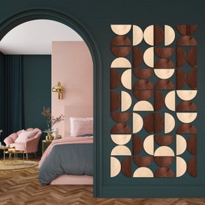 Half Circles Wall Decor, Half Circle Wood Wall Art, Textured Wood Wall ...