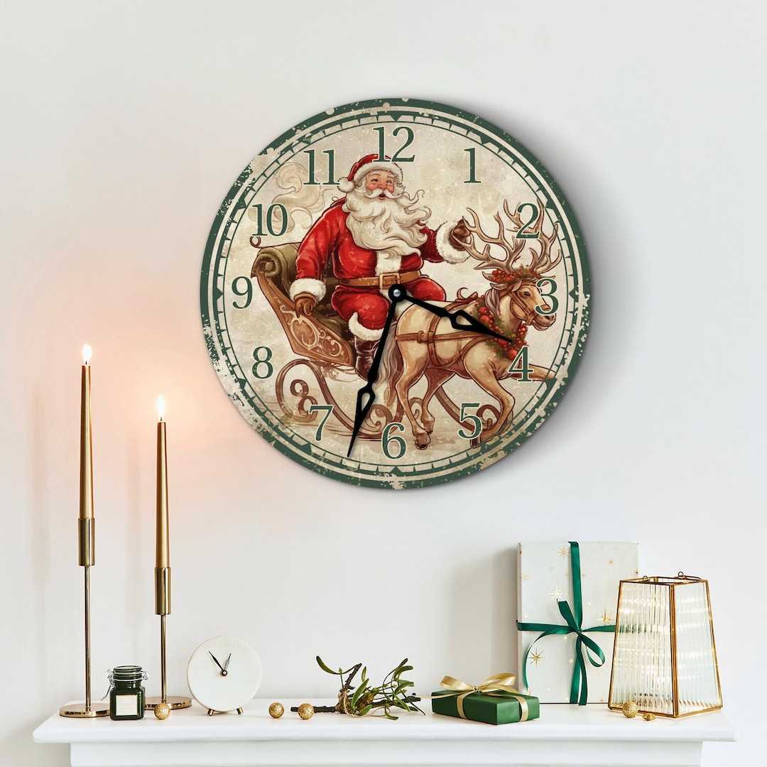 Christmas Clock, Santa Christmas Clock, Santa Clock, Santa Claus Clock ...