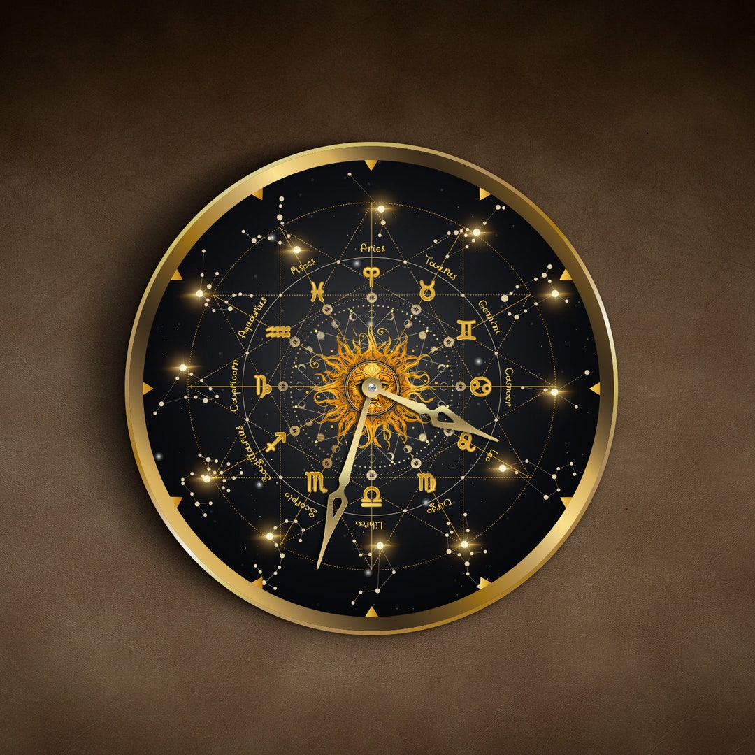 Constellation Clock, Zodiac Wall Clock, Lunar Clock, Celestial Wall ...