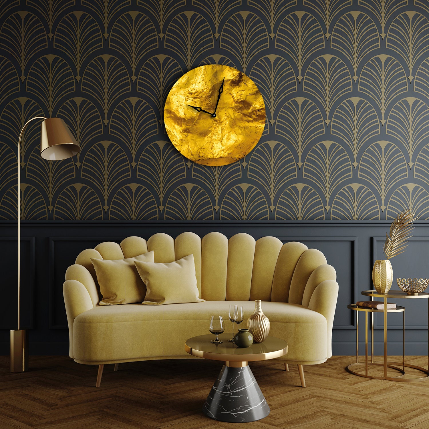 Golden Wall Clock Gold Wall Clock Large Industrial Clock - Etsy