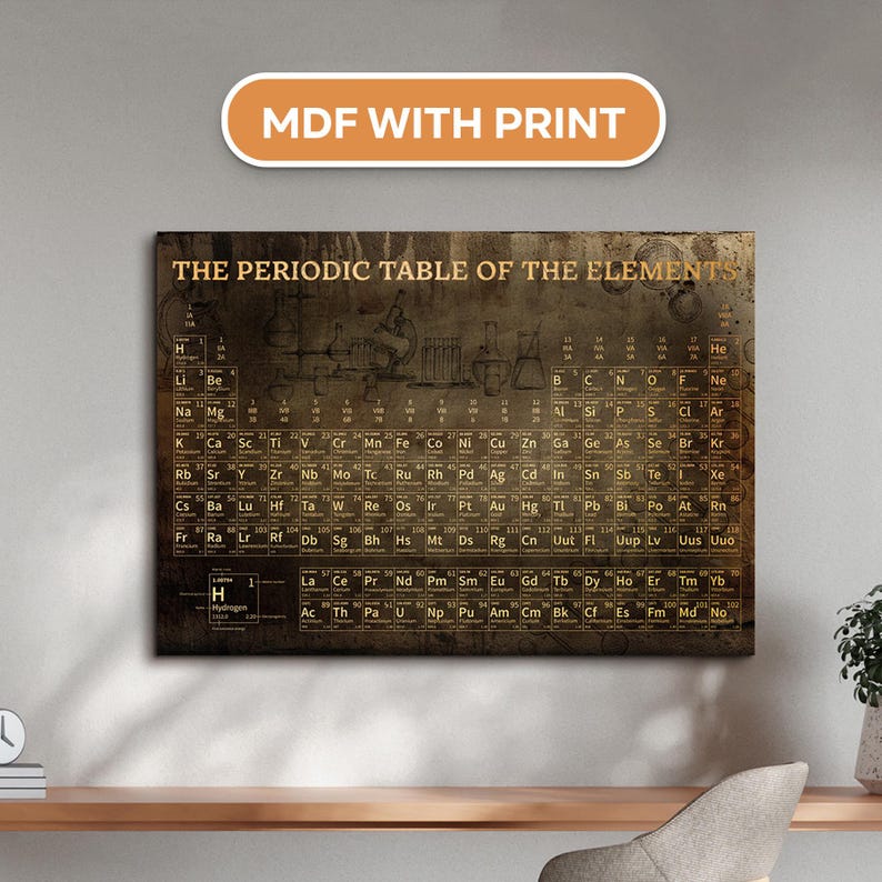 Wooden Periodic Table Wall Art, Chemistry Wall Decor, Periodic Table of ...
