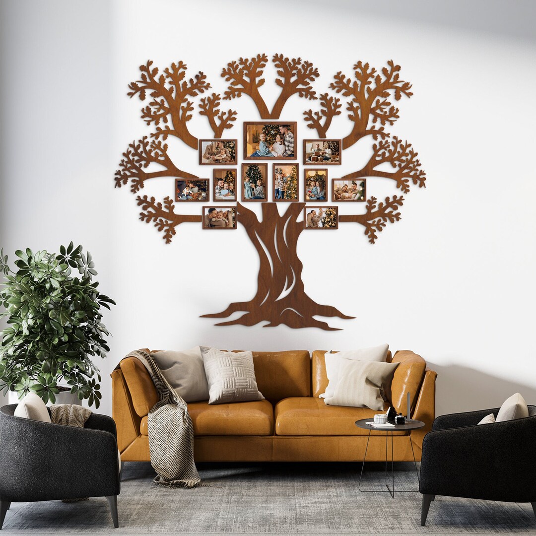 Tree of Life With Picture Frames, Wooden Family Tree Frame, Large Tree ...