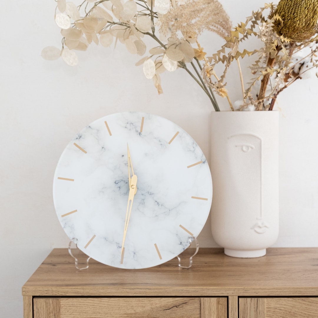 White Marble Clock, White Wall Clock,luxury Wall Clock,elegant Wall ...